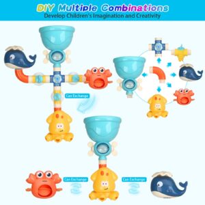 Bath Toys for Toddlers Kids 1 2 3 4 5 Years Old Boys and Girls, Bathtub Toy Baby Bathing DIY Pipes Tubes with Spinning Waterfall Water Spout Color Box