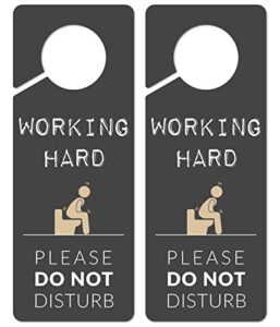 sleeping sign for door, 2 pack (printed on both sides), 9.3″x3.5″ pvc plastic, naps sign, napping sign, do not ring bell sign, baby sleeping sign, night shift sleeping, do not disturb sign