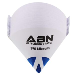 abn paint strainer mesh funnel, 190 micron 50ct - disposable filters cone blue mesh strainers, oil funnel for mechanics