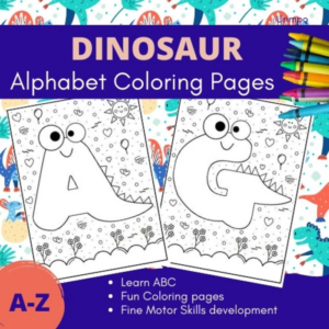 dinosaur alphabet coloring pages (a-z)