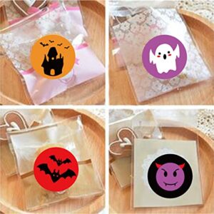 2022 New Halloween Stickers Halloween Stickers 1.5 inch Round Seal Label Pumpkin Bat Spider Stickers for Halloween Party Decoration 8 Designs 504 pcs