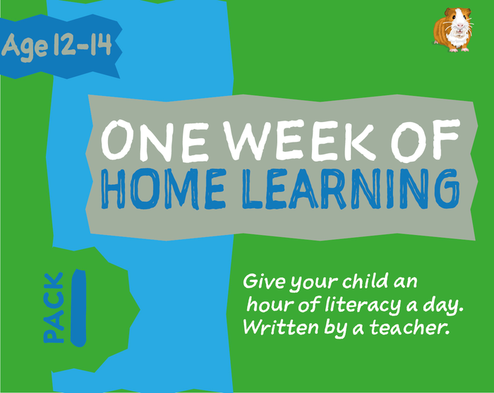 1 WEEK Of Literacy Distance Learning: Pack ONE (age 12-14 years) Grades 6-8