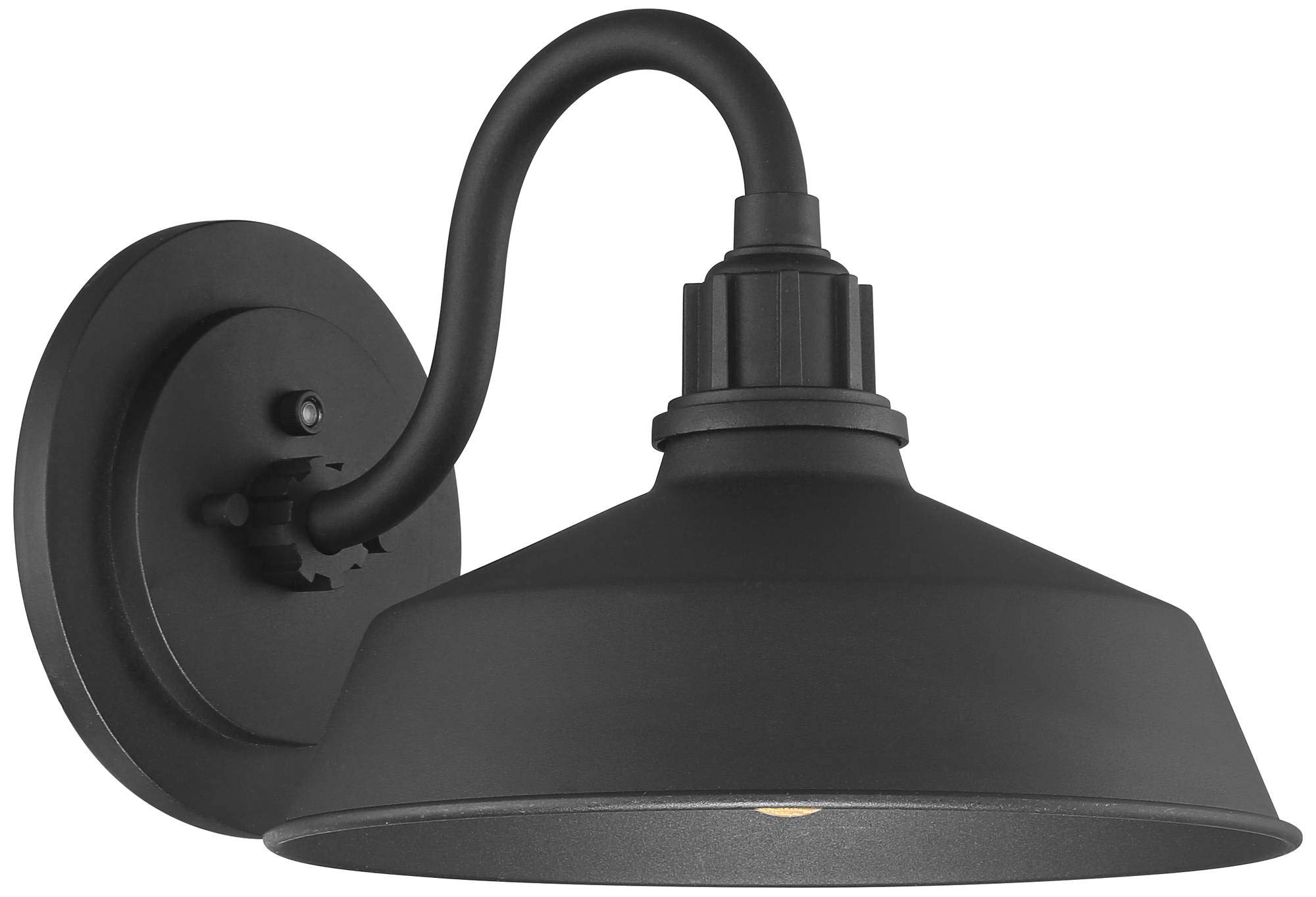 Franklin Iron Works Arnett Rustic Industrial Farmhouse Outdoor Barn Light Fixture Black Dusk to Dawn Gooseneck 10 1/2" for Exterior Deck House Porch Yard Patio Outside Garage Front Door Garden