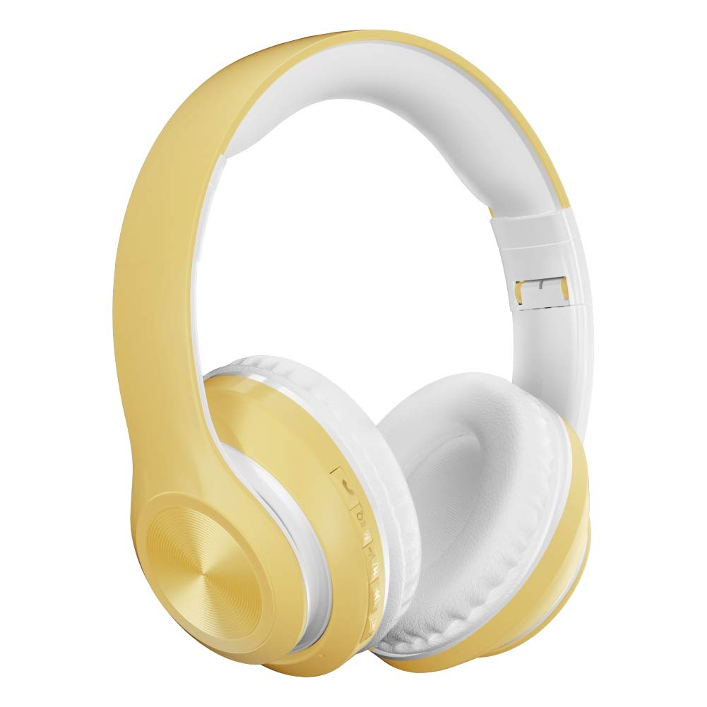 MOHALIKO Wireless Headphones, P68 Bluetooth 5.0 Foldable Rechargeable Wireless Headset HiFi Sound Headphones for School Home or Travel Yellow