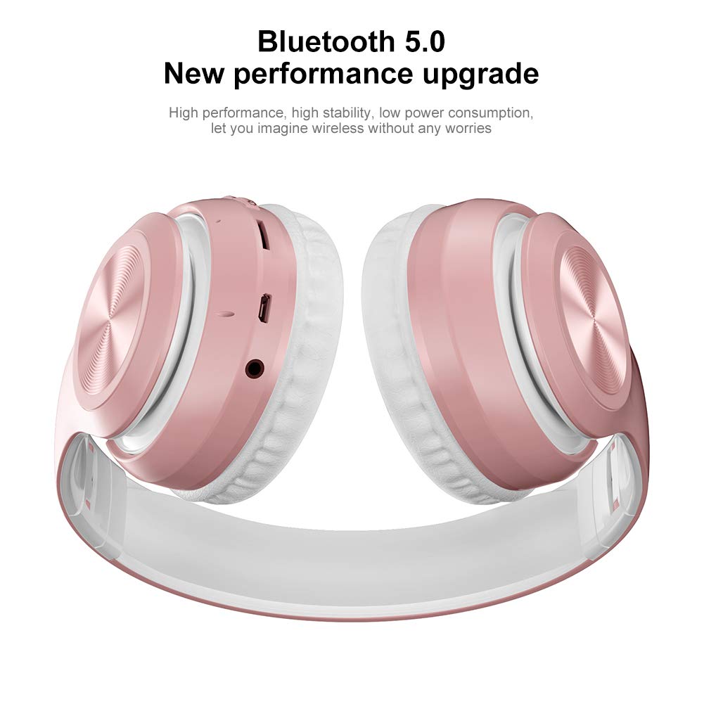 MOHALIKO Wireless Headphones, P68 Bluetooth 5.0 Foldable Rechargeable Wireless Headset HiFi Sound Headphones for School Home or Travel Yellow