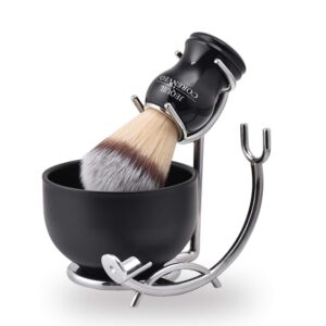 deluxe shaving kit for men, 3 in 1 shaving set includes shaving brush, shaving bowl, razor & brush holder