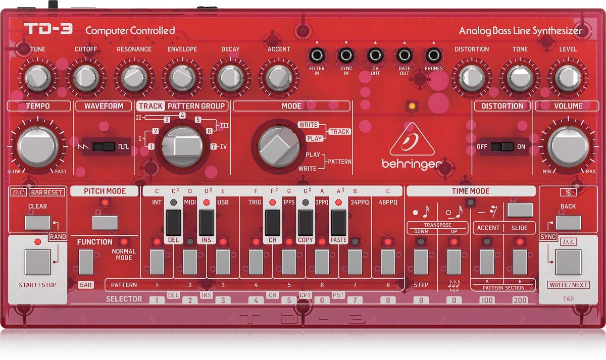 Behringer TD-3-SB Analog Bass Line Synthesizer with VCO, VCF, 16-Step Sequencer, Distortion Effects and 16-Voice Poly Chain