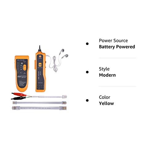 Network Cable Tester, RJ45 RJ11 Multi-Function Wire Tracer and Circuit Tester with Earphone for Cable Collation, Network & Telephone Line Test, Yellow