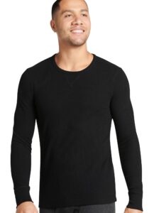 jockey men's baselayer long sleeve waffle crew, black, l