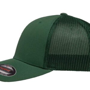 Ford Oval Script Logo Flexfit Trucker Mesh Fitted Cap Forest