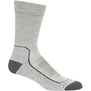 icebreaker merino wool hike + light socks for men - crew socks - half cushioned, perfect for hiking, athletics, work and play, blizzard heather, large