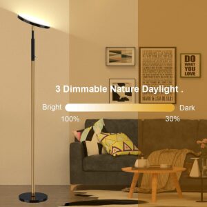 DEEPTILE Led Floor Lamp 34W Bright Sky Floor Lamps 2500LM Dimmable Daylight Light with Touch Control 3 Natural Light, Stand Up Light Floor Office Lamps for Living Room.