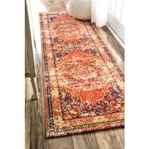 nuloom vintage mackenzie runner rug, 2' 6" x 6', orange