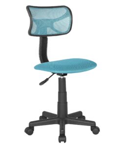 jjs kids mesh rolling desk chair, small swivel office computer chair for teens, low-back adjustable upholstered student task chair, blue