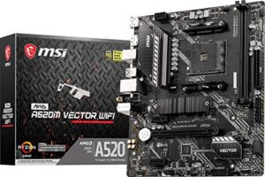 msi mag a520m vector wifi gaming motherboard (amd am4, ddr4, pcie 3.0, sata 6gb/s, 1* m.2, usb 3.2 gen 1, hdmi/dp, wifi 5, micro-atx)