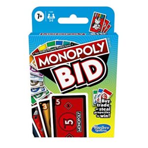 hasbro gaming monopoly bid game,quick-playing card game for 4 players,game for families and kids ages 7 and up