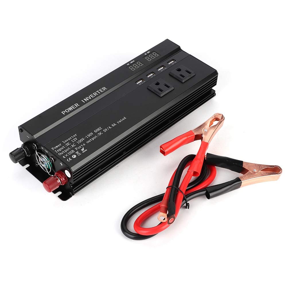 Universal Pure Sine Wave Power Inverter Car Power Inverter, with LCD Display Car Power Converter, Car Adapter for Power Supply Auto