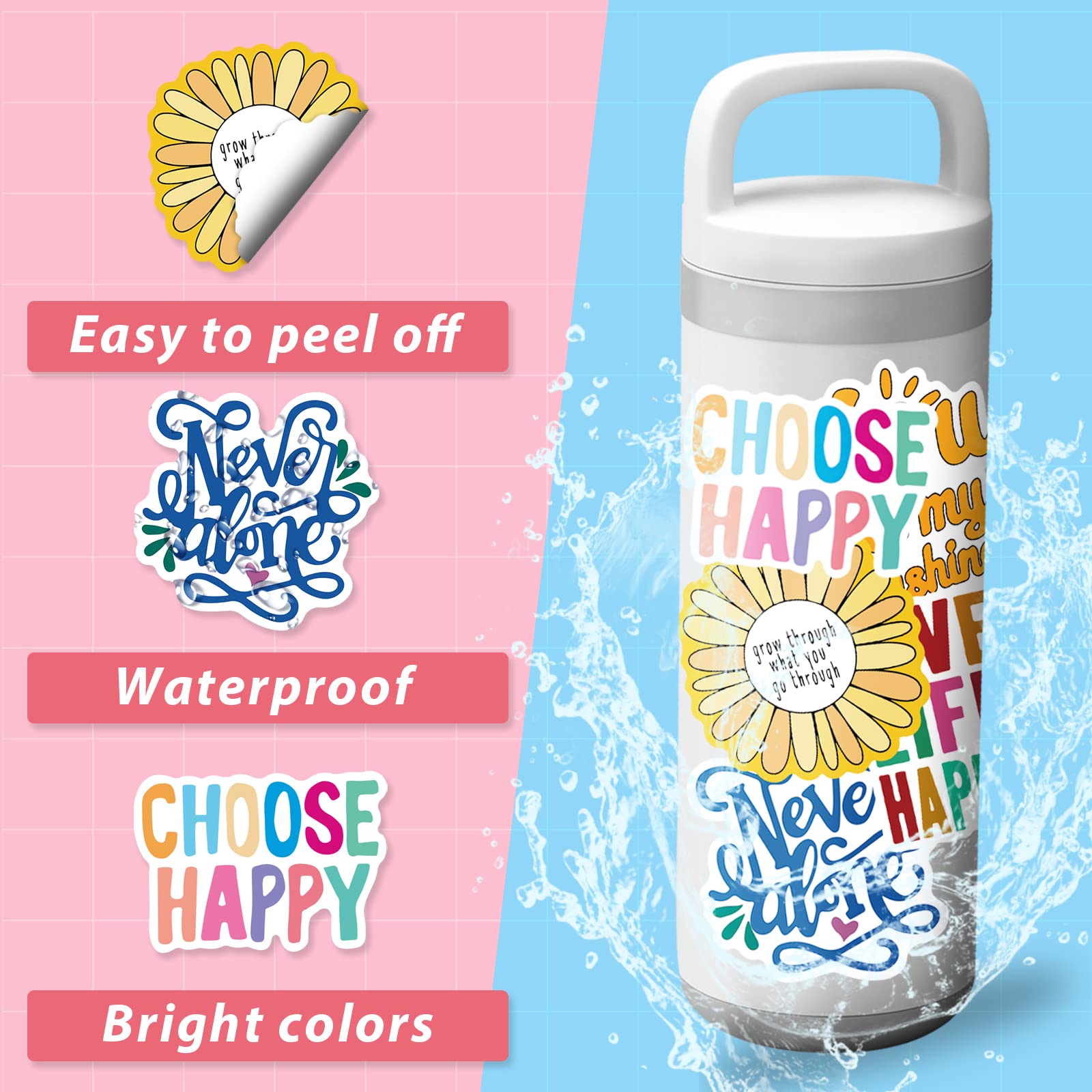 300pcs Inspirational Stickers for Teens, Adults, Motivational Encouraging Stickers for Laptop, Water Bottles, Waterproof Quote Stickers for Journal, Positive Back to School Stickers