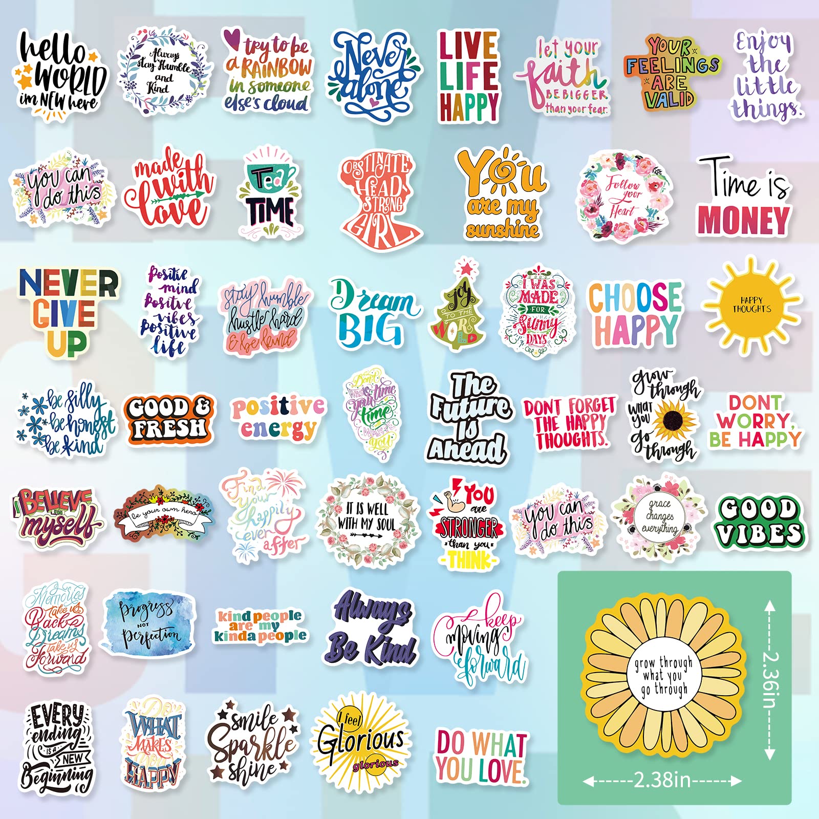 300pcs Inspirational Stickers for Teens, Adults, Motivational Encouraging Stickers for Laptop, Water Bottles, Waterproof Quote Stickers for Journal, Positive Back to School Stickers