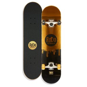 redo skateboard 31" x 7.675" champion drip pop complete skateboard for boys girls kids teens