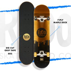 ReDo Skateboard 31" x 7.675" Champion Drip Pop Complete Skateboard for Boys Girls Kids Teens