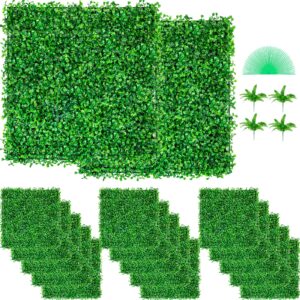 vevor artificial boxwood panels 48pcs 10" x 10", uv-anti boxwood hedge wall panels, artificial grass backdrop wall 1.6", green grass wall for decor privacy fence indoor outdoor garden backyard