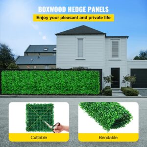 VEVOR Artificial Boxwood Panels 48PCS 10" x 10", UV-Anti Boxwood Hedge Wall Panels, Artificial Grass Backdrop Wall 1.6", Green Grass Wall for Decor Privacy Fence Indoor Outdoor Garden Backyard