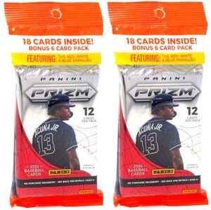 2 packs: 2020 panini prizm baseball cello pack (18 cards/pk)