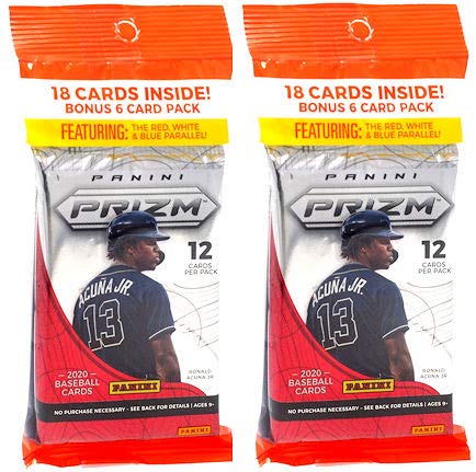 2 PACKS: 2020 Panini Prizm Baseball CELLO pack (18 cards/pk)