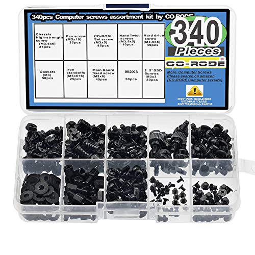 340pcs Motherboard Standoffs Risers Computer Screws Assortment Kit for HDD, SSD, Hard Drive, Computer Case, Motherboard, Fan, Power Graphics