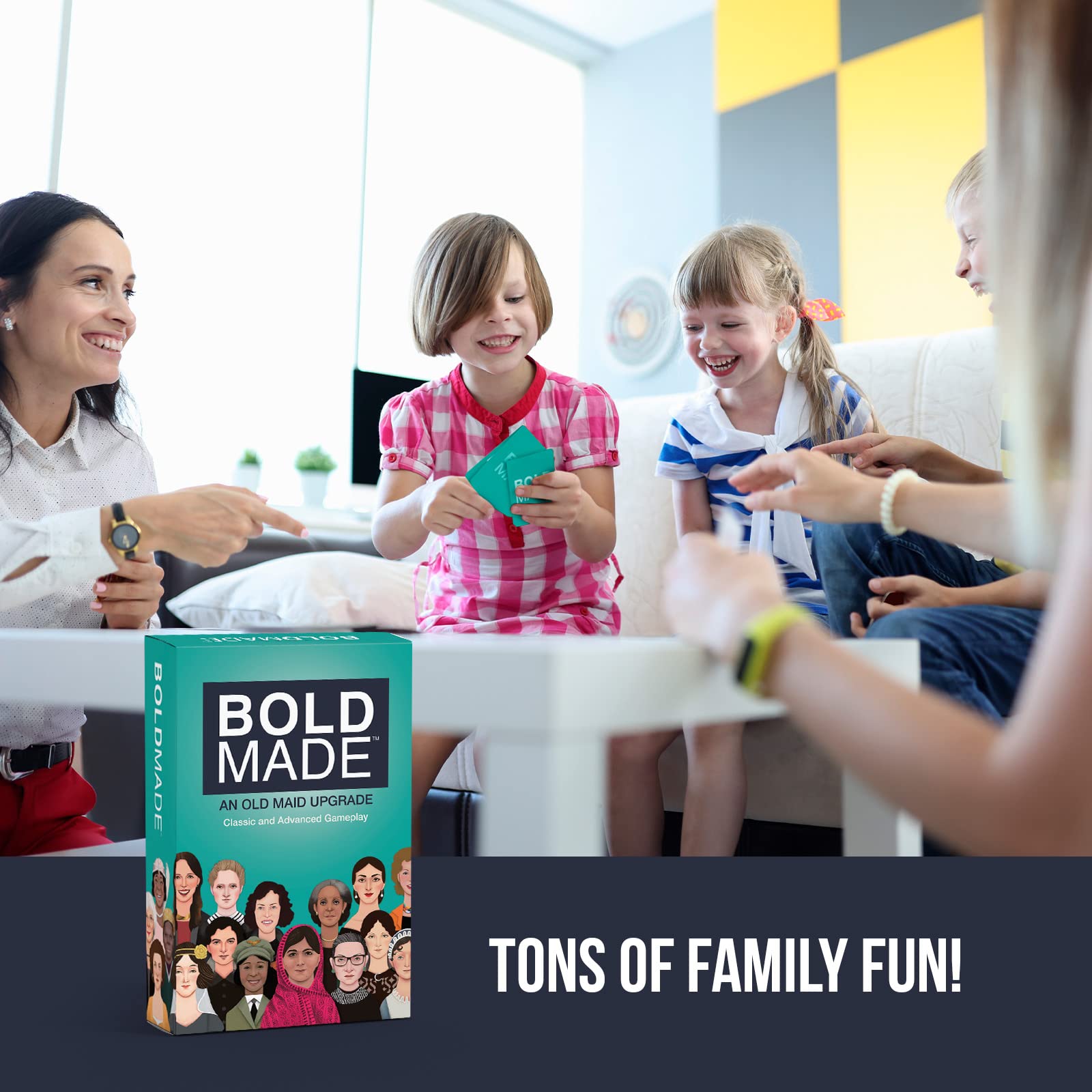 Bold Made Card Games for Kids & Adults - Unique Remake of Old Maid & Go Fish - Feminist Playing Cards, Co-Created by A 9 Year Old, Features 40 Hand-Drawn Portraits of Amazing Women in History