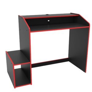 Polifurniture Legend Gaming Desk, Black & Red