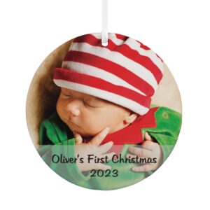 let's make memories personalized photo ornament - keepsake ornament for christmas 2023 - round photo ornament with text