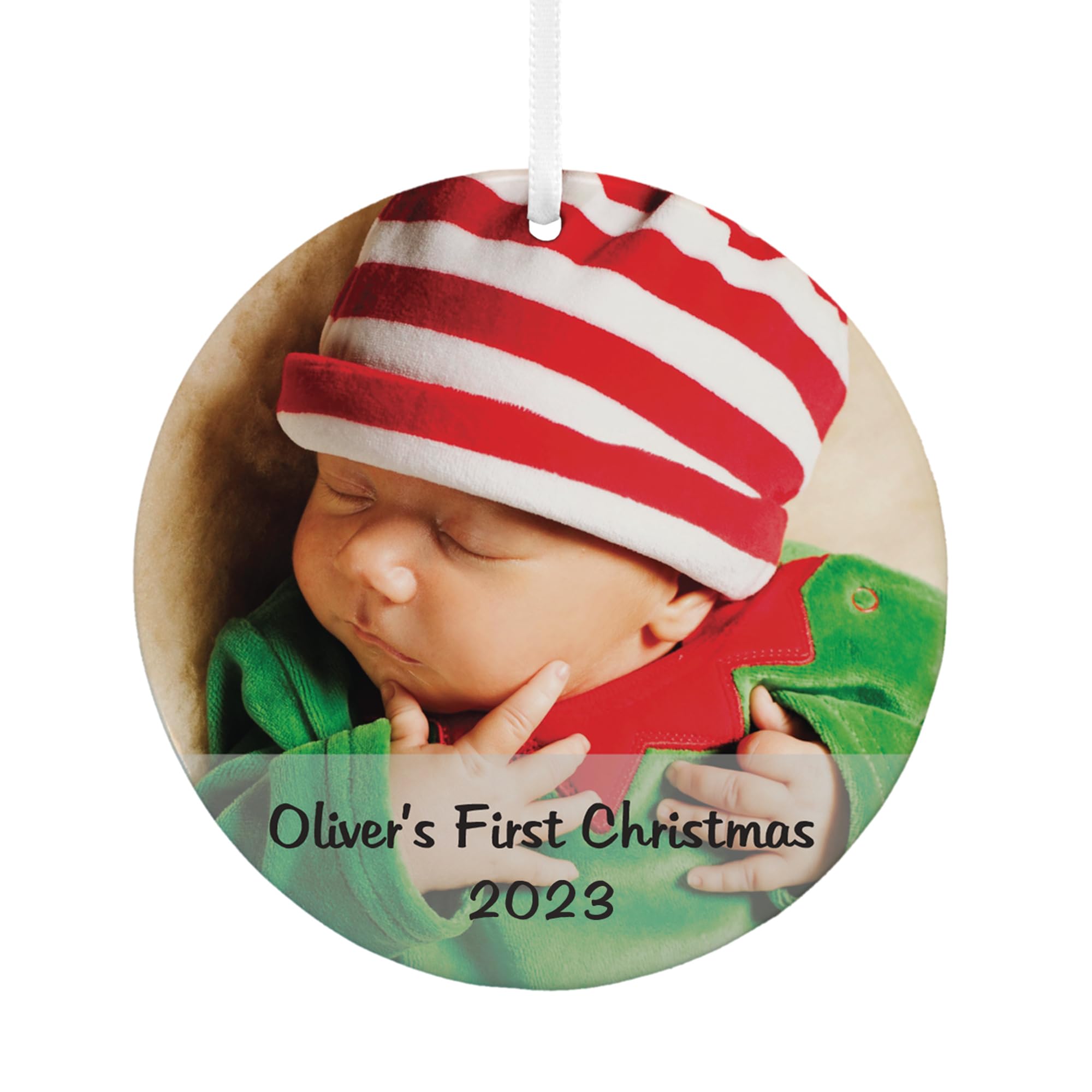 Let's Make Memories Personalized Photo Ornament - Keepsake Ornament for Christmas 2023 - Round Photo Ornament with Text