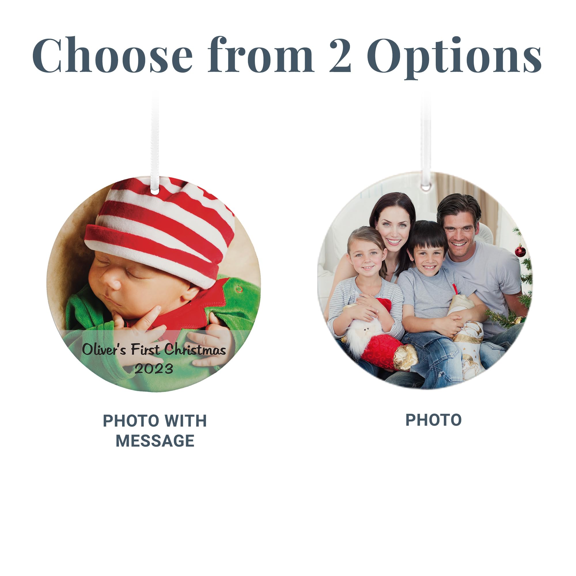 Let's Make Memories Personalized Photo Ornament - Keepsake Ornament for Christmas 2023 - Round Photo Ornament with Text