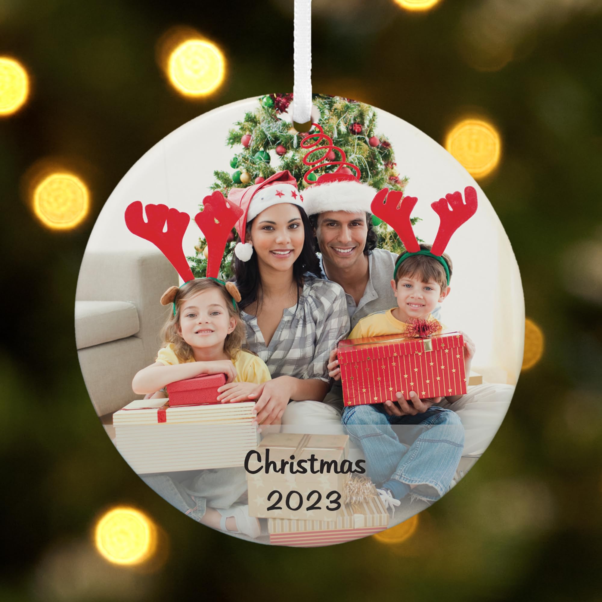 Let's Make Memories Personalized Photo Ornament - Keepsake Ornament for Christmas 2023 - Round Photo Ornament with Text