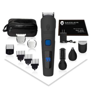 baKblade 11-in-1 Mens Grooming Kit for Manscaping - BODBARBER - Electric Beard Trimmer for Men, Groin Groomer, Body Groomer, Nose & Ear Groomer - Cordless & Waterproof Hair Clippers - Men Gift Set