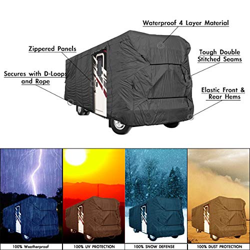 North East Harbor Waterproof Durable Tear-Resistant RV Motorhome Fifth Wheel Cover Covers Class A B C Fits Length 31'-34' Feet New Travel Trailer Camper with Zippered Panels