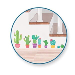 Cactus Succulents Wall Art Decor - Decorative Static Cling - 8 Pieces - Reusable