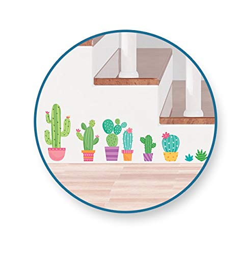 Cactus Succulents Wall Art Decor - Decorative Static Cling - 8 Pieces - Reusable