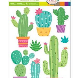 Cactus Succulents Wall Art Decor - Decorative Static Cling - 8 Pieces - Reusable