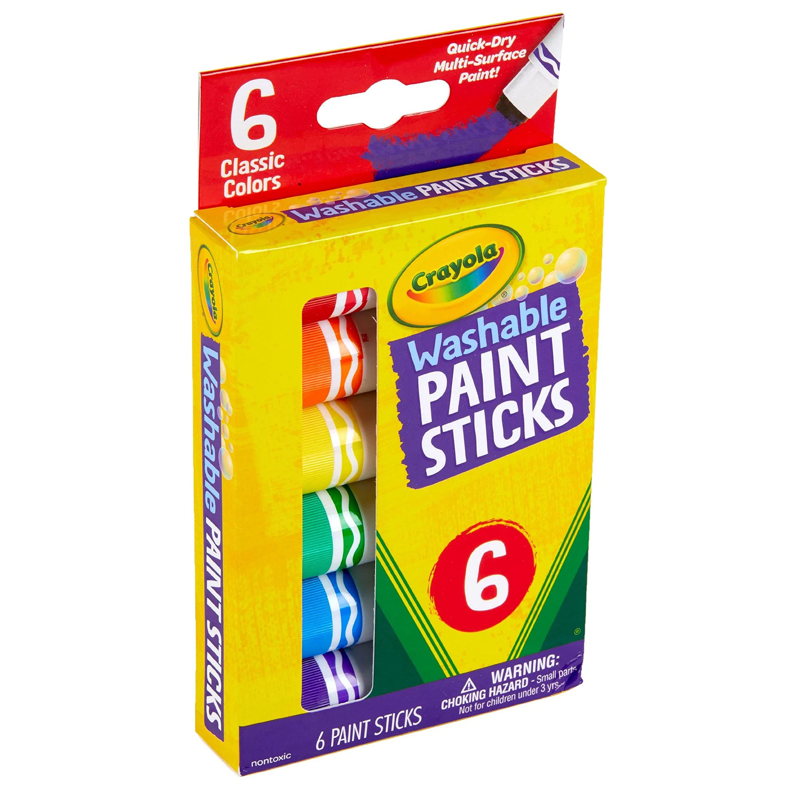 Washable Paint Sticks, No Water Required, Paint Set for Kids, Art Supplies, 6 Count