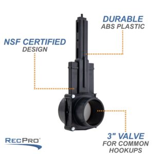 RecPro RV 3" Waste Valve | Holding Tank Termination Valve | 6-ft Release Handle