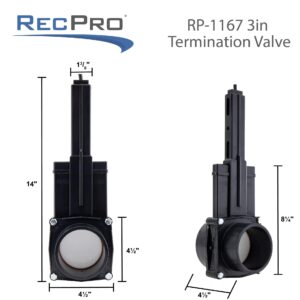 RecPro RV 3" Waste Valve | Holding Tank Termination Valve | 6-ft Release Handle