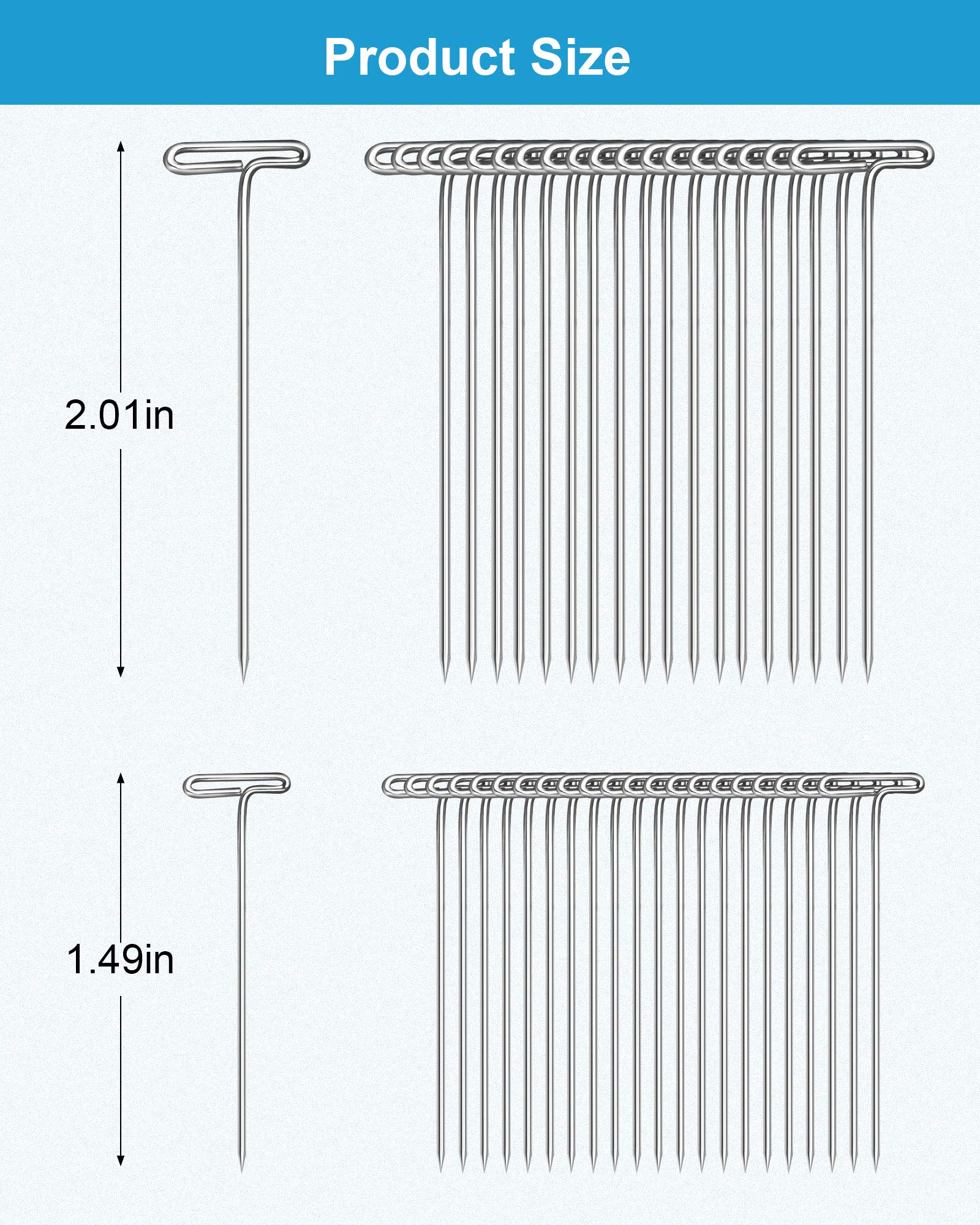 T Pins, 150 PCs T Shape Sewing Pins for Wigs and Crafts, Stainless Steel Push Pin Kit with Clear Box, Ideal for Knitting, Crocheting, Modelling and Office, 100 x 1-1/2 Inch and 50 x 2 Inch