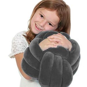 Playlearn 10” Grey Cuddle Ball Sensory Pillow – Plush Toy Hugging Pillow – Calming Stress Relief Toy for Kids