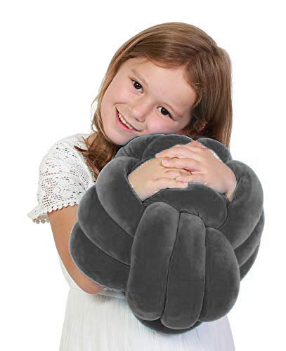 Playlearn 10” Grey Cuddle Ball Sensory Pillow – Plush Toy Hugging Pillow – Calming Stress Relief Toy for Kids