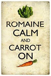 maizeco metal tin signs romaine calm carrot home decor decorative wall sign plaque poster for pub patio garden farm 8 x 12 inch