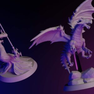 Citadel Black Colossal Onslaught Miniatures Set - 4 Pack - Large 50mm Base, D&D BBEG Unpainted Minis, Includes Dragon, Lich, Beholder, Basilisk