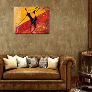 GUYUEHU Abstract Modern Dancers Wall Art Oil Paintings Living Room Decor Canvas Pictures Prints African American Couple Frame Poster Studio Showroom Dorm Bedroom Home Decoration 16x20 inch